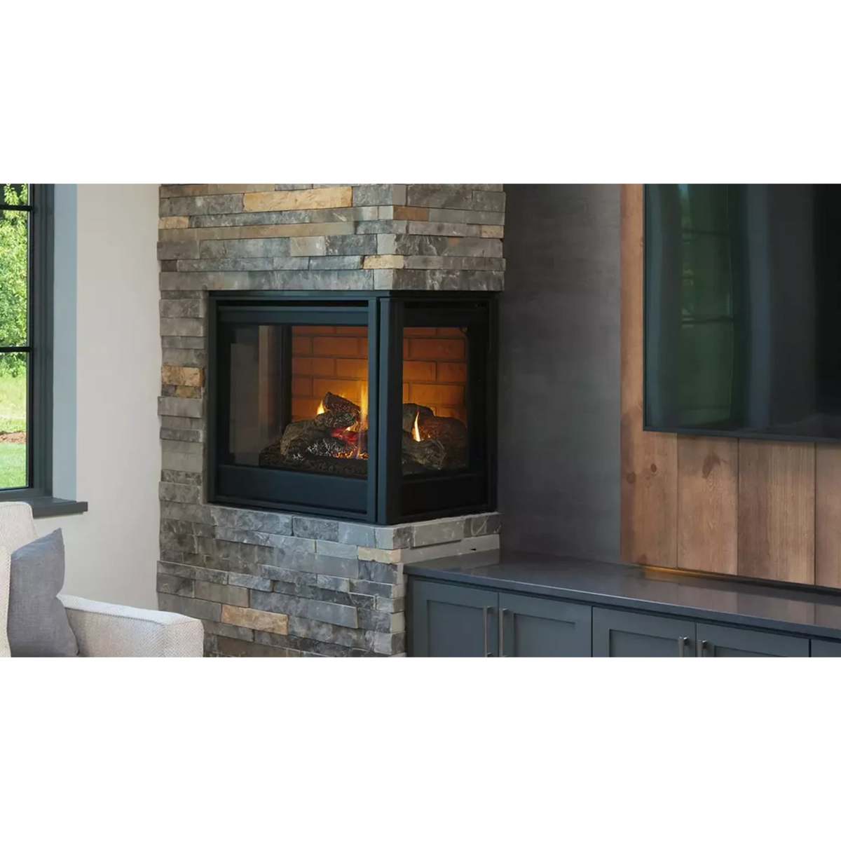 Heat & Glo COR-DV36IN 36" Corner Two-Sided Gas Fireplace — Fireside Living